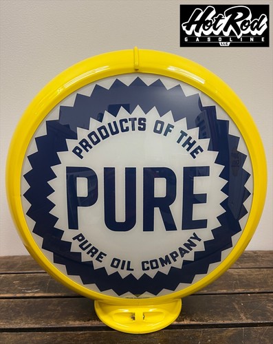 PURE GASOLINE Reproduction 13.5" Gas Pump Globe - (Yellow Body) | eBay