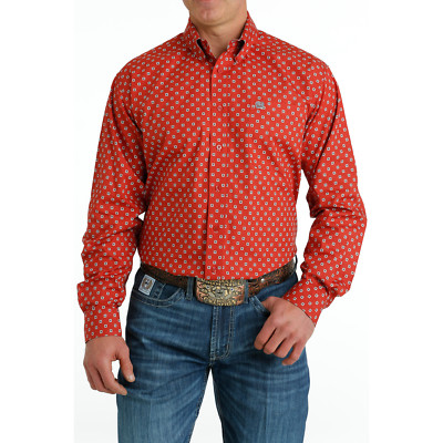 Cinch Men's Red Diamond Print Button Down Shirt MTW1105651 | eBay