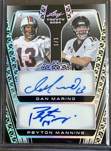 Dan Marino & Peyton Manning 2024 Leaf Trinity DUAL AUTO BLACK Version 1 of 1!! | eBay
