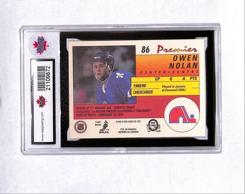 1990-91 O-Pee-Chee Premier Owen Nolan Rookie KSA 9.5 (CP) #86 | eBay
