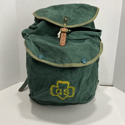 Vintage Girls Scout Backpack Canvas Green | eBay
