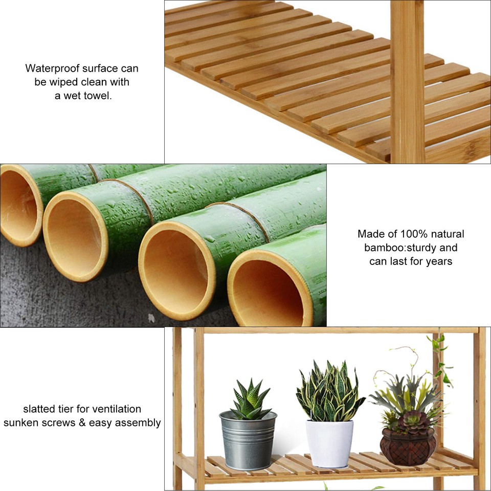 5-Tier Bamboo Rack Multifunctional Storage Shelf Display Stand Plant ...