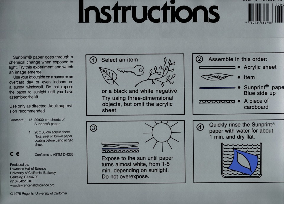 Super Sunprint Kit, Solar Print Paper, Sun Powered Art, 20x30 cm(7.8x11 ...