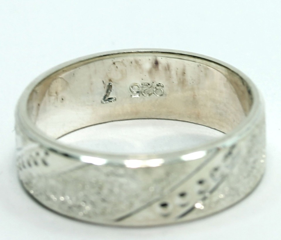 Sterling Silver Polished Satin Finish Diagonal Flash Beveled Edge Band ...