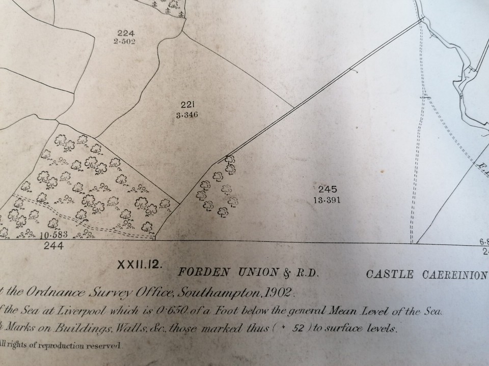 ORDNANCE SURVEY map MONTGOMERYSHIRE CYFRONYDD HALL Pre WWI #SHEET XXII ...