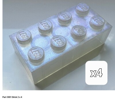 NEW LEGO Parts 3001 Lot of 4 Bricks 2x4 TRANS SATIN CLEAR 6508093 ...