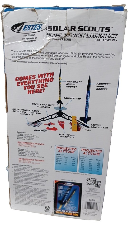ESTES SOLAR SCOUTS Model Rocket Launch Set 2 High Altitude Rocket Kits ...
