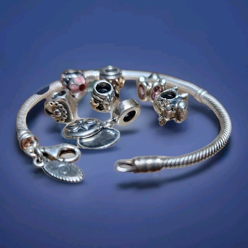 Pandora Sterling Silver Assorted Charm Bracelet (7 Charms) | eBay