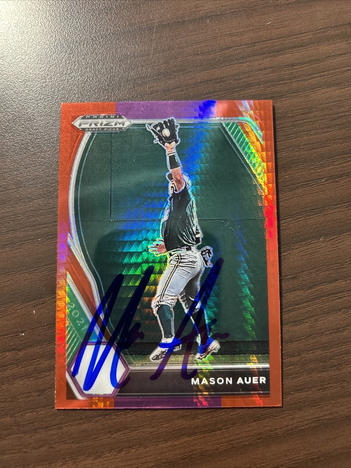 Mason Auer 2021 Prizm Draft RED HYPER SILVER SIGNED *IP AUTO #161 TAMPA ...