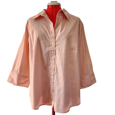 DCC Womsn Stretch Red Pink White Striped Button Up Blouse Size 18/20 | eBay