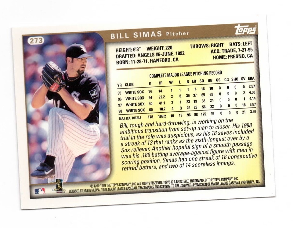 1999 Topps #273 Bill Simas Near mint or better | eBay