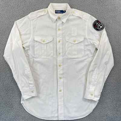 Vintage Polo Ralph Lauren Shirt Mens M White USRL Naval Station 90s ...