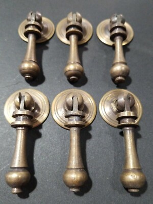 6 ornate tear drop pendant brass handles pulls, knobs w.strong bolts 2 ...