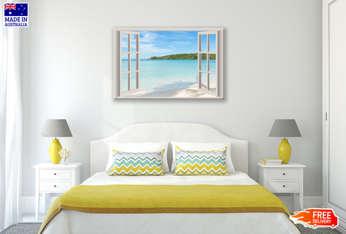 Beach view Window Photograph Home Decor High Quality Canvas Print ...
