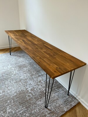 Double Hardwood Timber Study Desk | eBay Australia