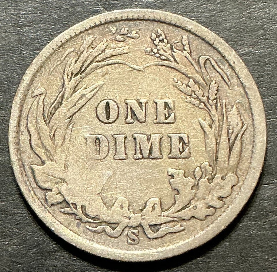 1901-S Barber Liberty Dime 10c rare old San Francisco silver great coin ...