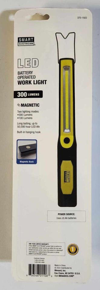 Magnetic LED Battery Operated Work Light, 2 lighting Modes 100 & 300 ...