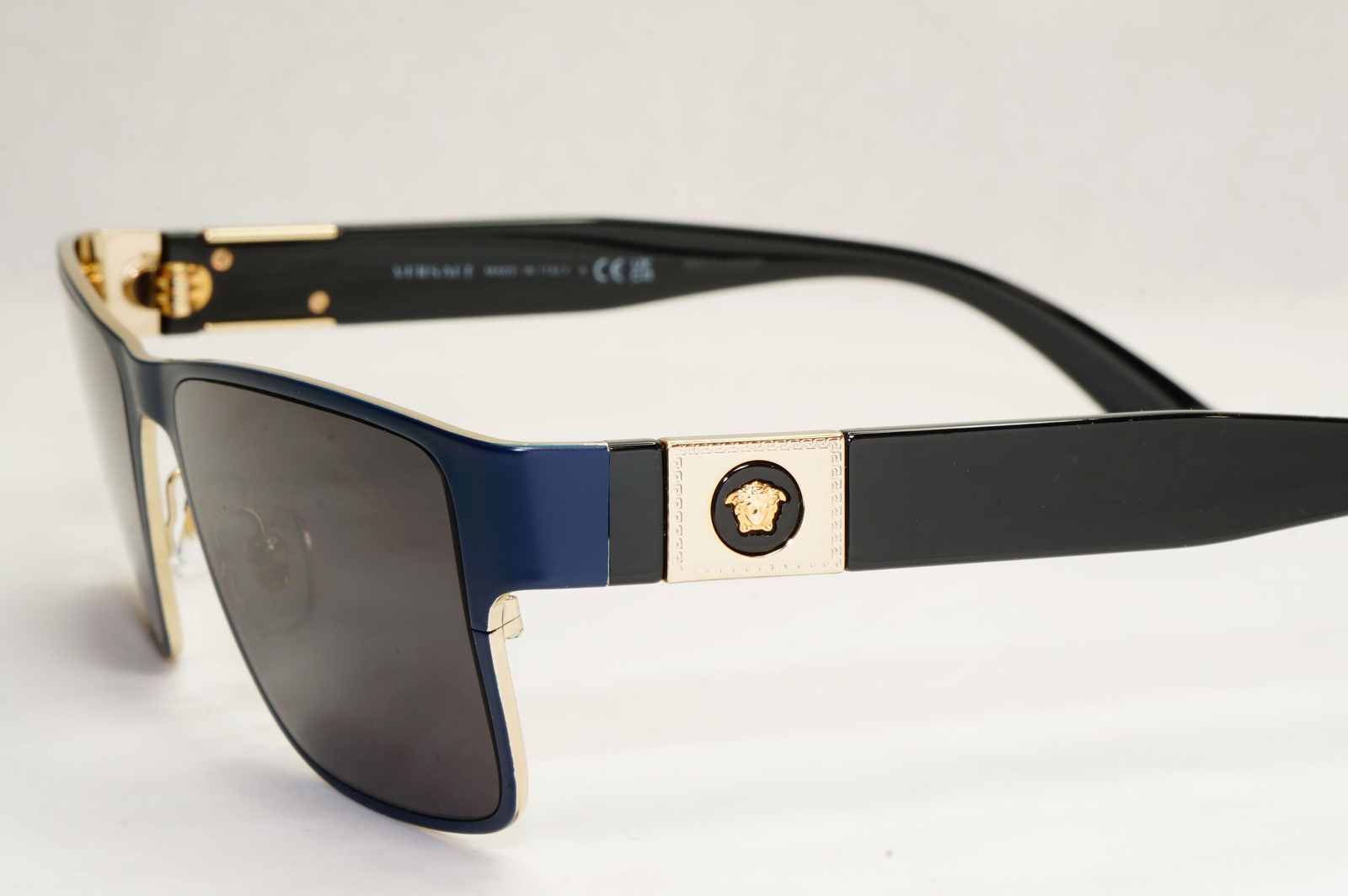 Versace Sunglasses Dark Blue Black Gold Square Metal Rectangle MOD VE 1274 55mm | eBay UK