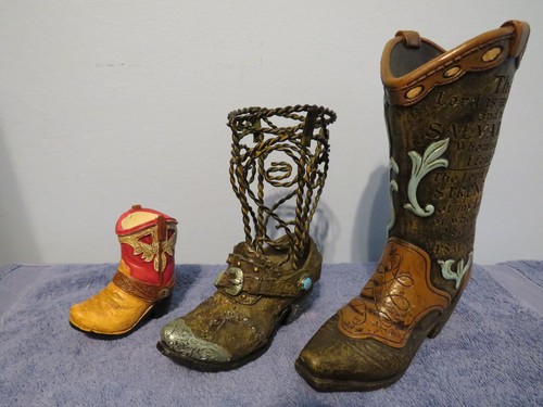 WESTERN COWBOY BOOT RESIN FIGURES Set OF 3 ( 3" 6" & 8" BOOTS) | eBay