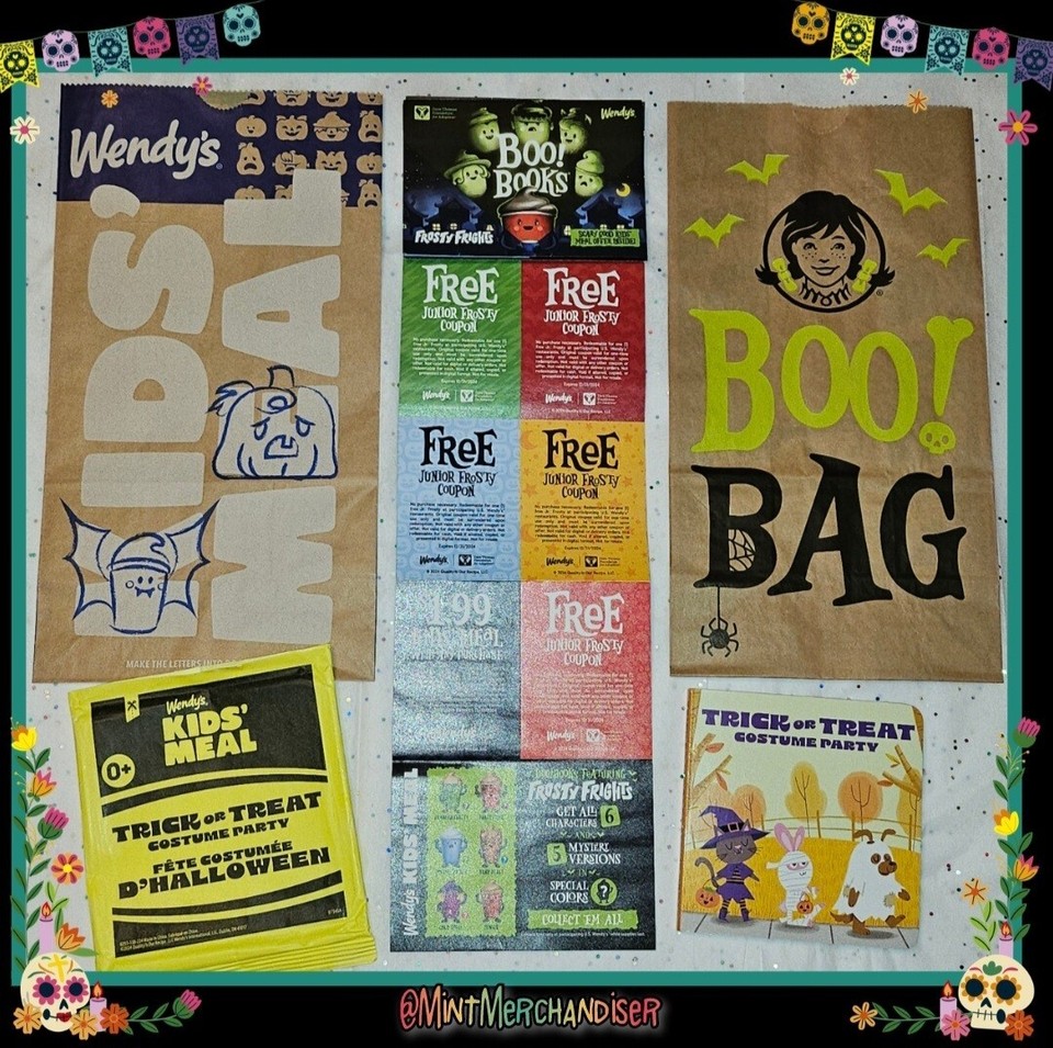 👻 Wendys Frosty Fright & Boo Bag Bone Chillers - FULL COMPLETE SET ...