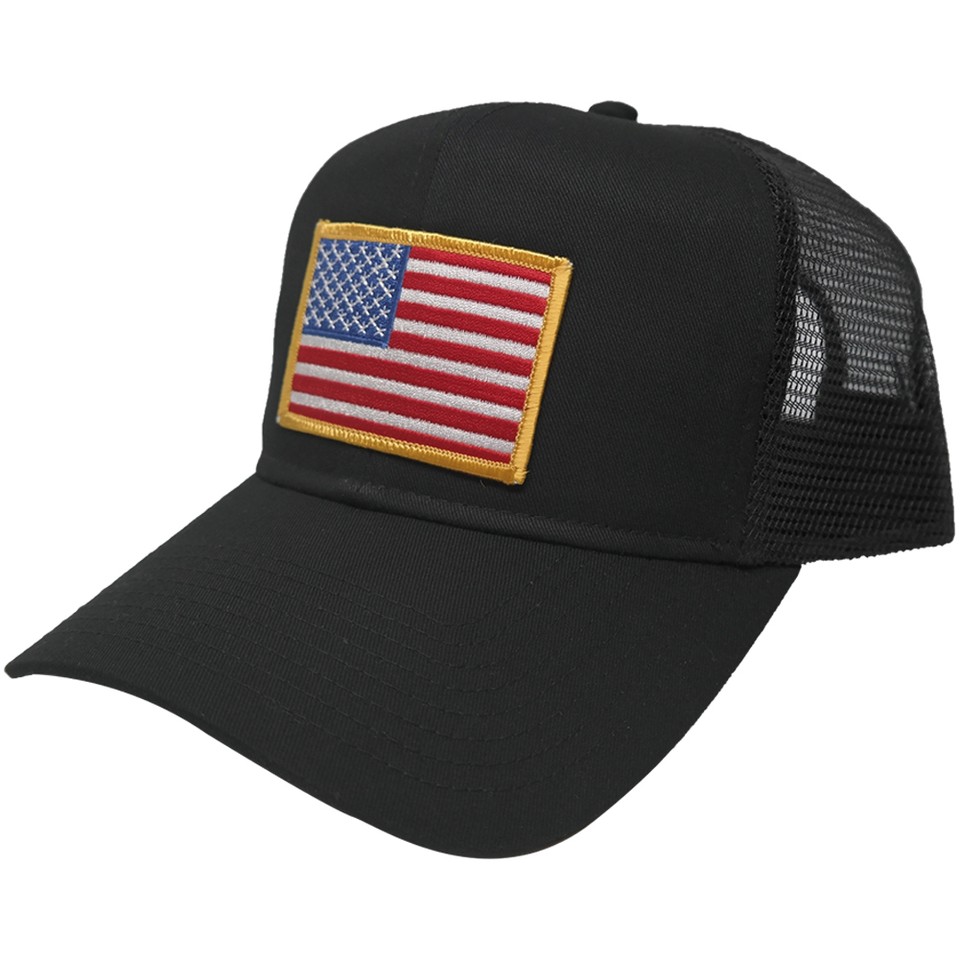 USA American Flag Embroidered Patch Snapback Cap - Black | eBay