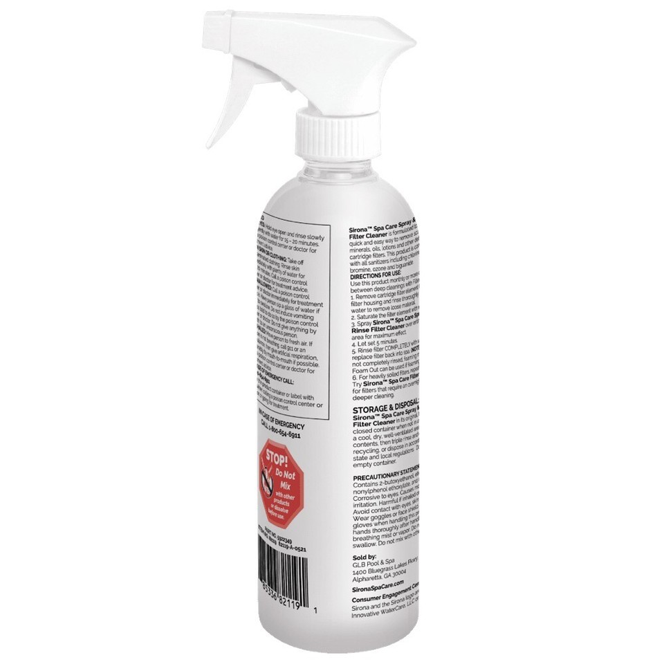 Sirona Spa Care Spray & Rinse Filter Cleaner | eBay