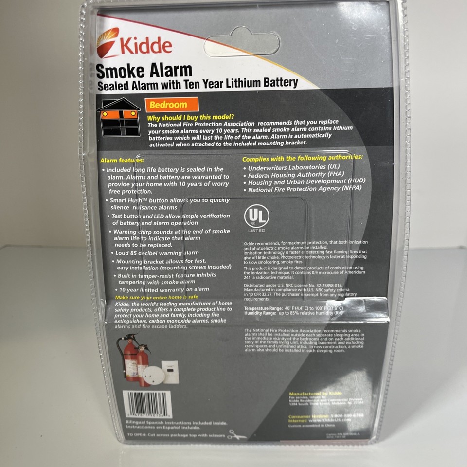 Kidde Smoke Alarm Model 0910 Ten Year Battery Life New Sealed Easy ...