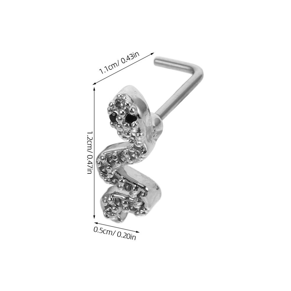 L Shaped Nose Studs Snake Shaped Stainless Steel Nose Rings Body Studs ...