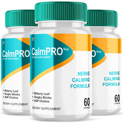 (3 Pack) CalmPro5 Calm Pro 5 Nerve Support Pills Calming Supplement 180 ...