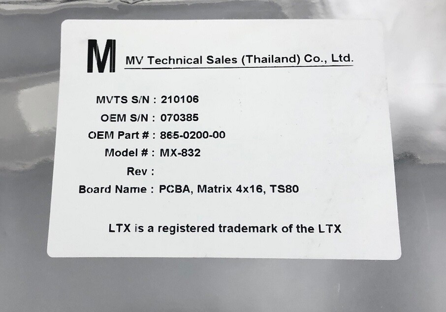 LTX Corporation 865-0200-00 PCBA, Matrix 4x16, TS80 PN 865-0200-00 ...