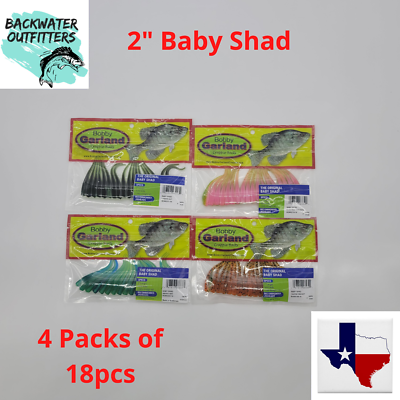 Bobby Garland Baby Shad 2" Body Soft Plastic Fishing Lure 4 Packs of ...