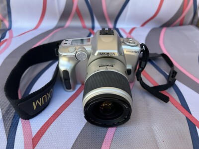 Minolta Maxxum 50 SLR 35MM Film Camera W 28-100MM Lens Silver Lightly ...