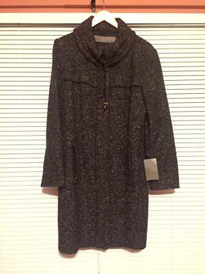 NEW! Zara Basic Wool Blend Tweed Coat, Full Zip Closure, XL, Grey/Brown | eBay