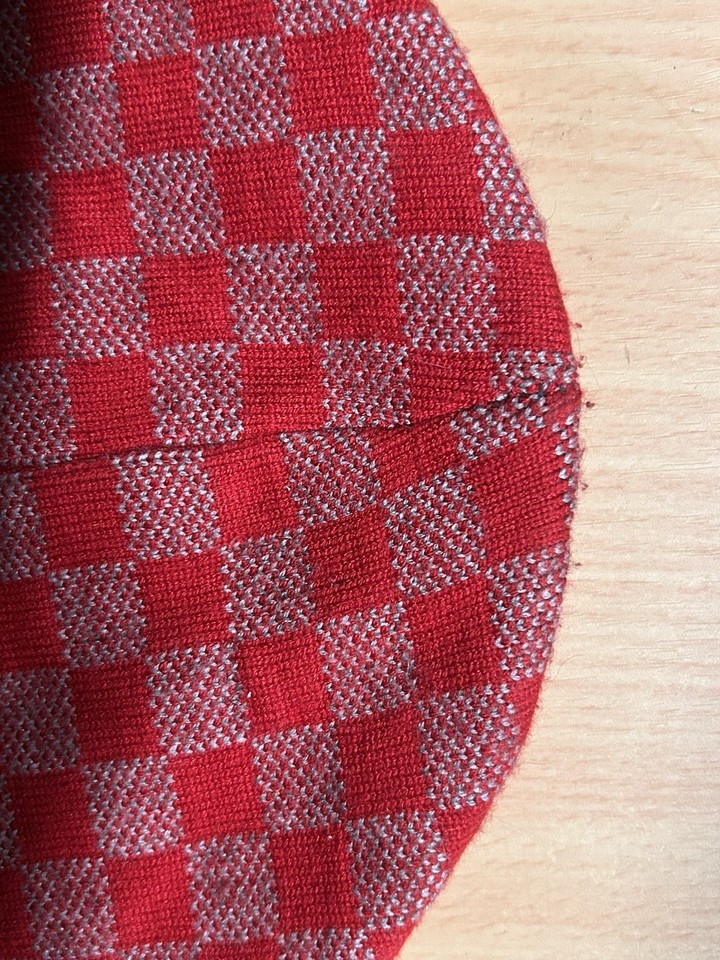 Louis Vuitton Checkerboard Beanie Red Gray Knit Hat Lightly Used In ...