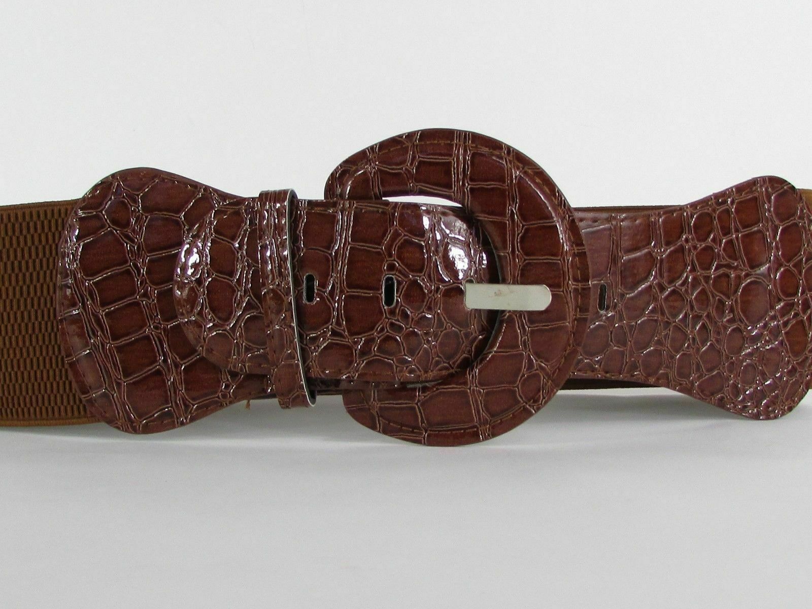 Women Chic Dark Brown Color Belt Hip Waist Stretch Big Round Buckle ...