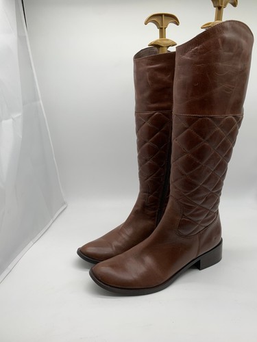 LUCINI quilted leather boots UK 4 VGC knee high riding equestrian style ...
