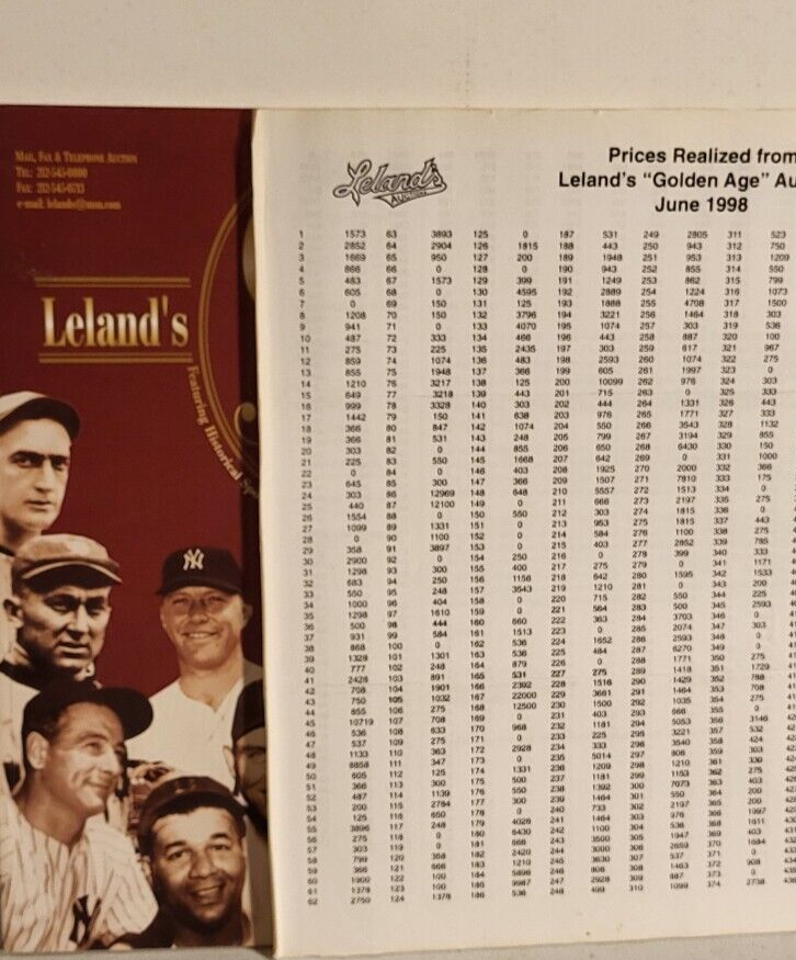 Lelands Golden Age Sports memorabilia Auction Catalog June 4 & 5 1998 w ...