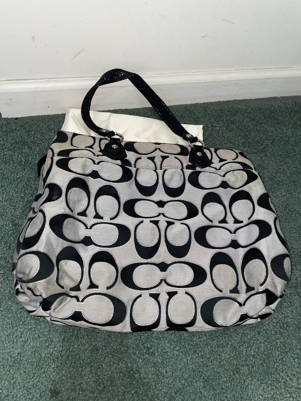 Coach "Poppy Glam" Signature Tote/ Shoulder Bag D1120-17890 Gray | eBay