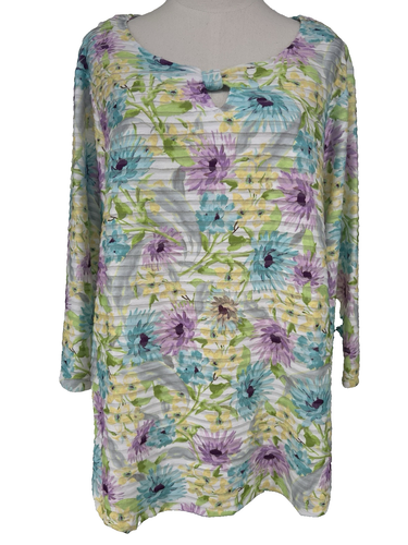 NWT Allison Daley Spring Shirt Plus 3X Pastel Floral 3/4 Sleeves Knit ...