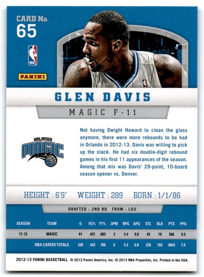 2012-13 Panini Glen Davis Orlando Magic #79 | eBay