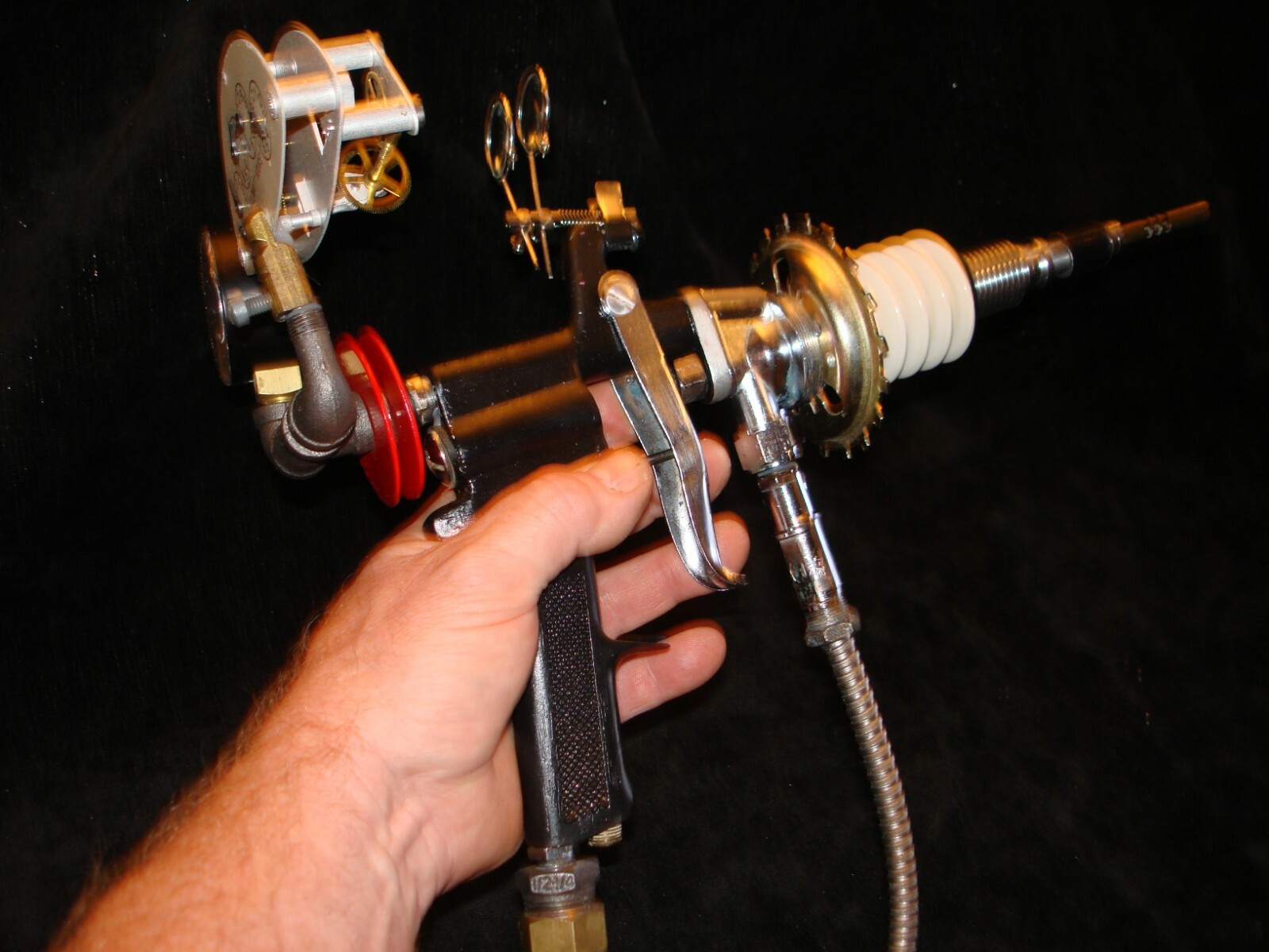 Steampunk Electric Metal Space Ray Zapping Gun w/ OAK Stand Hand ...