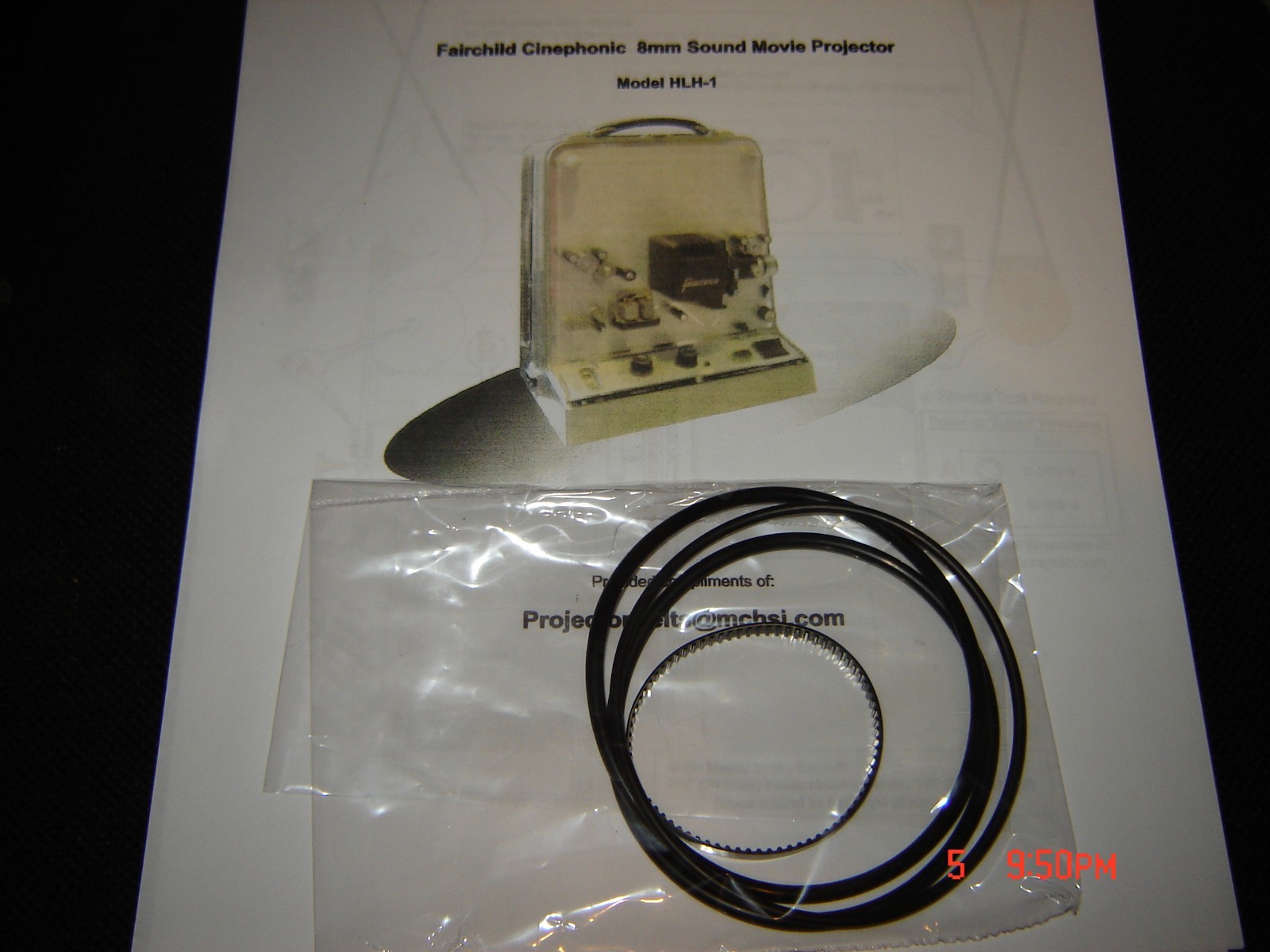 8mm FAIRCHILD Cinephonic 8 HLH-1 Projector Belts, 4 Belt Set ...