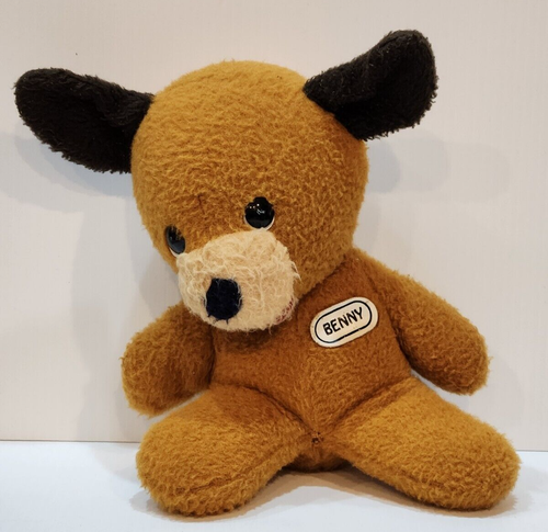 Vtg 1970's Animal Fair BENNY Brown Tan Puppy Dog Plush Toy Sewn in ...