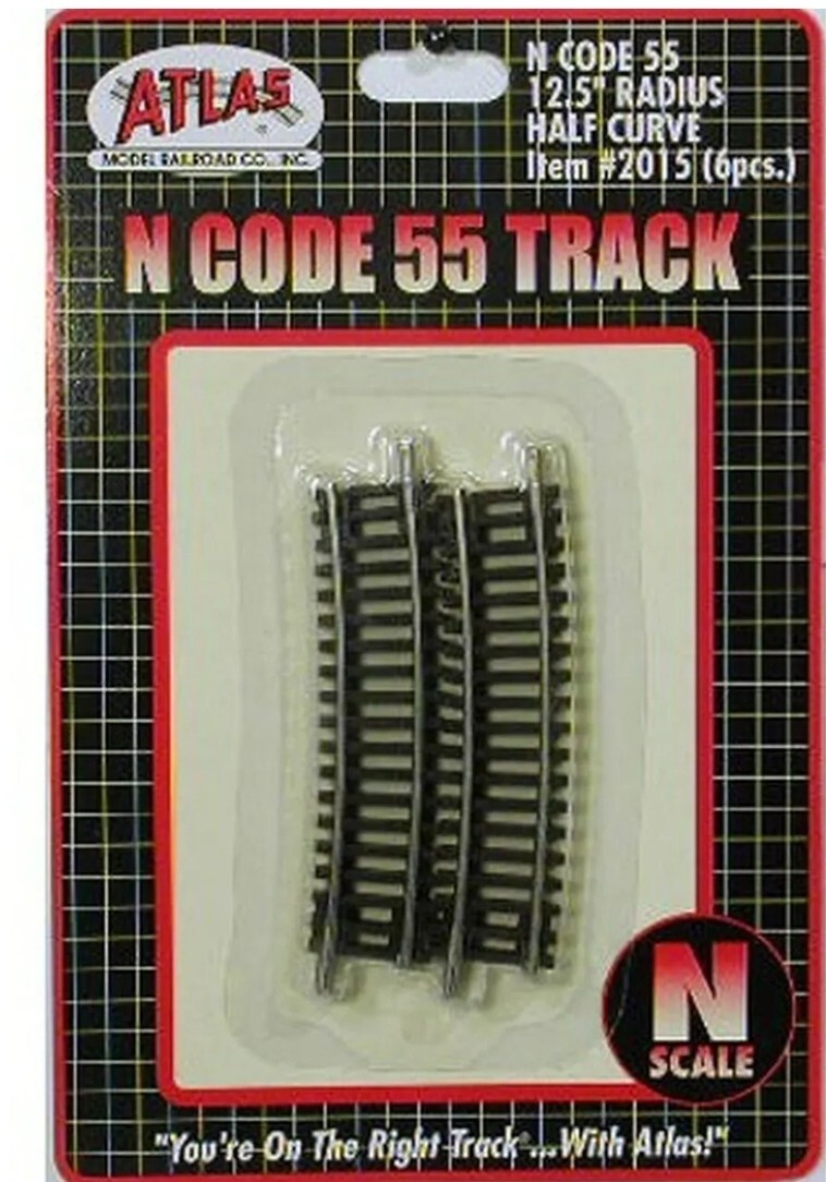 Atlas N Scale Code 55 Track 12.5″ Radius 1/2 Curve (6 Pieces) #2015 | eBay