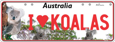 KOALAS I LOVE LUV AUSSIE Number Plates Tin Metal Vanity Sign Wall ...
