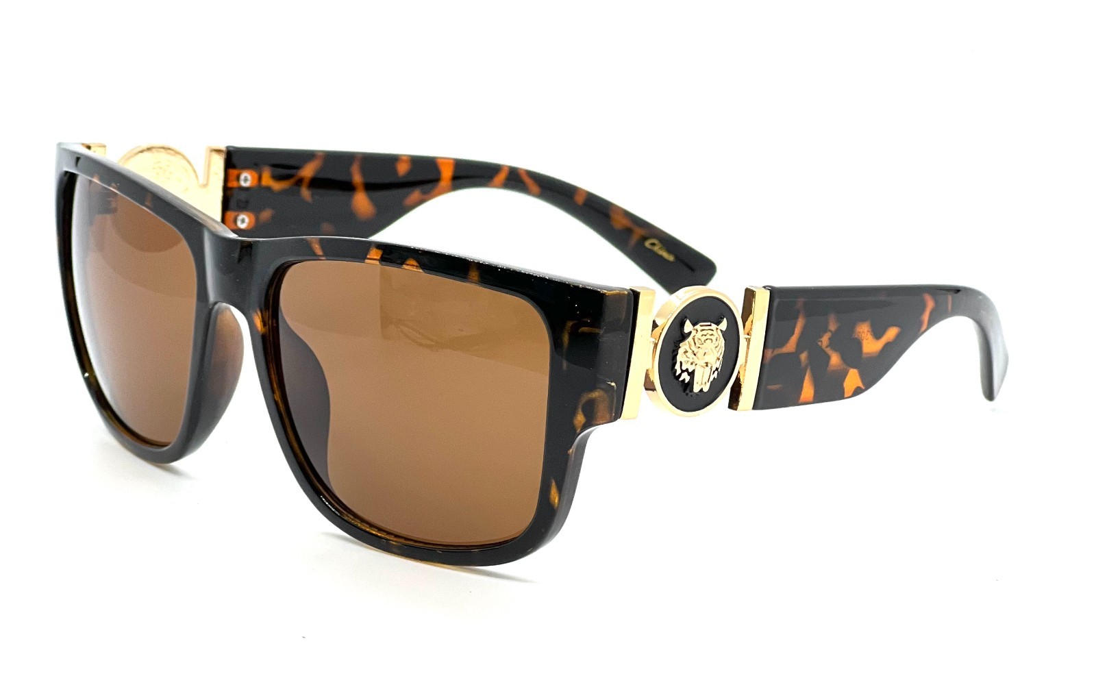 Men Sunglasses Dark Lens Rappers Retro Style Shades Gold Lion Head ...