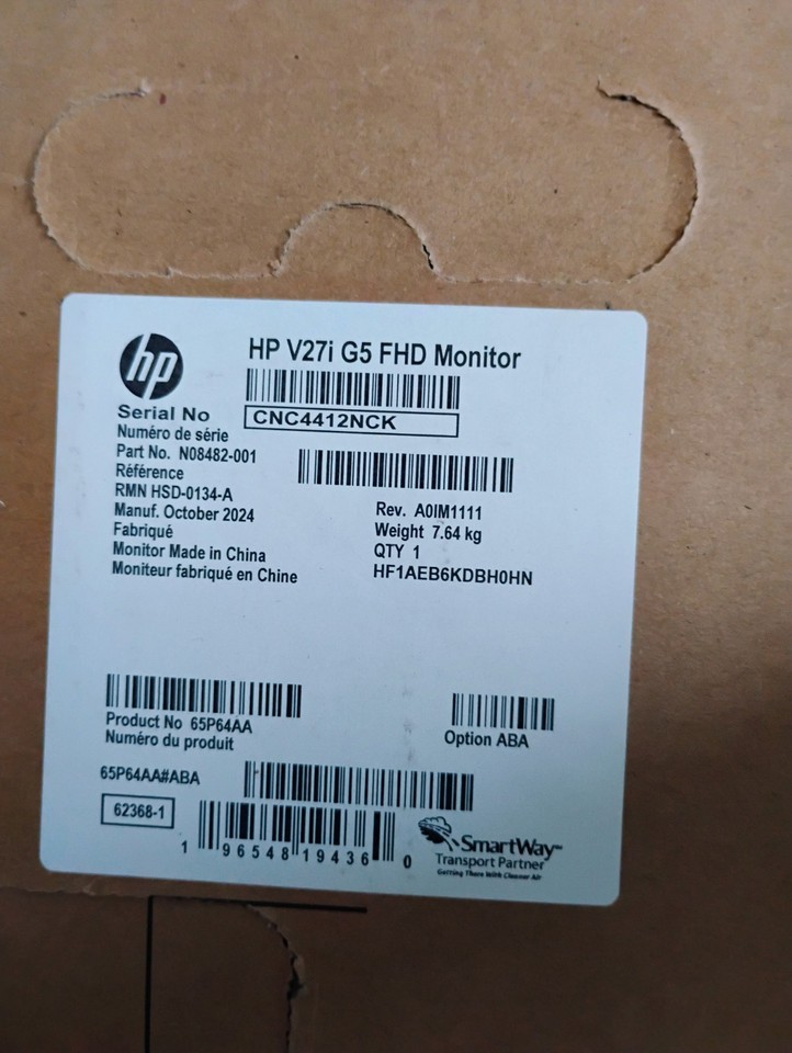 HP V27i G5 27" IPS FHD 75Hz, Monitor 5ms AMD FreeSync HDMI, DisplayPort ...