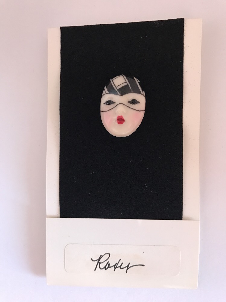 "Roxy " Adagio Mask Face Pin Hand-Painted Porcelain Swarovski Crystal ...
