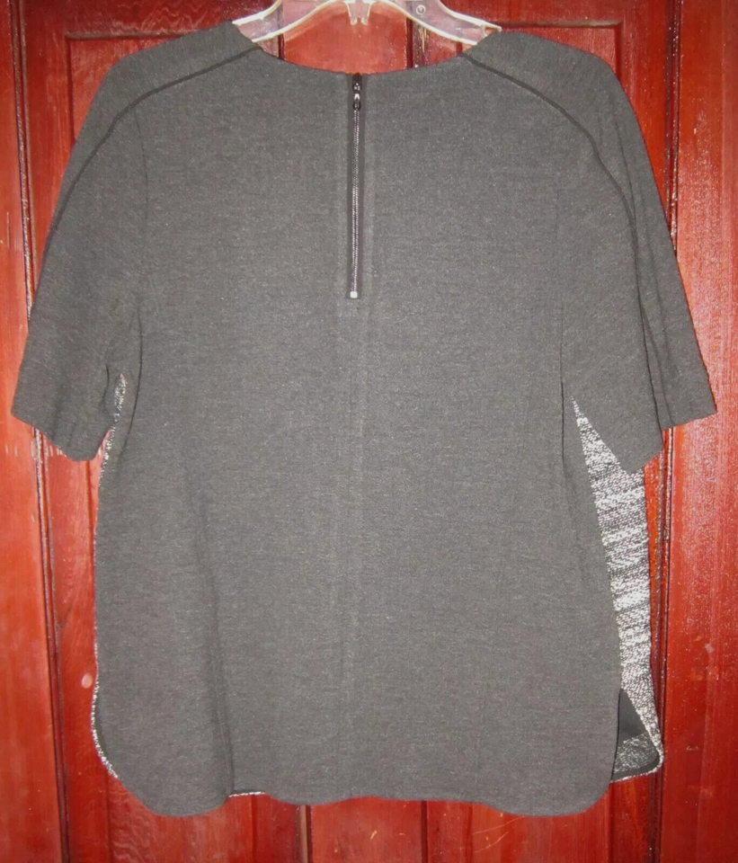 Vince Sz M Stretch Knit Top Shirt Blouse Tweed Contrast Wool Blend ...