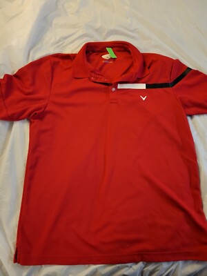 Callaway Golf Polo Shirt Mens Large Collared Performance Button Up Red ...